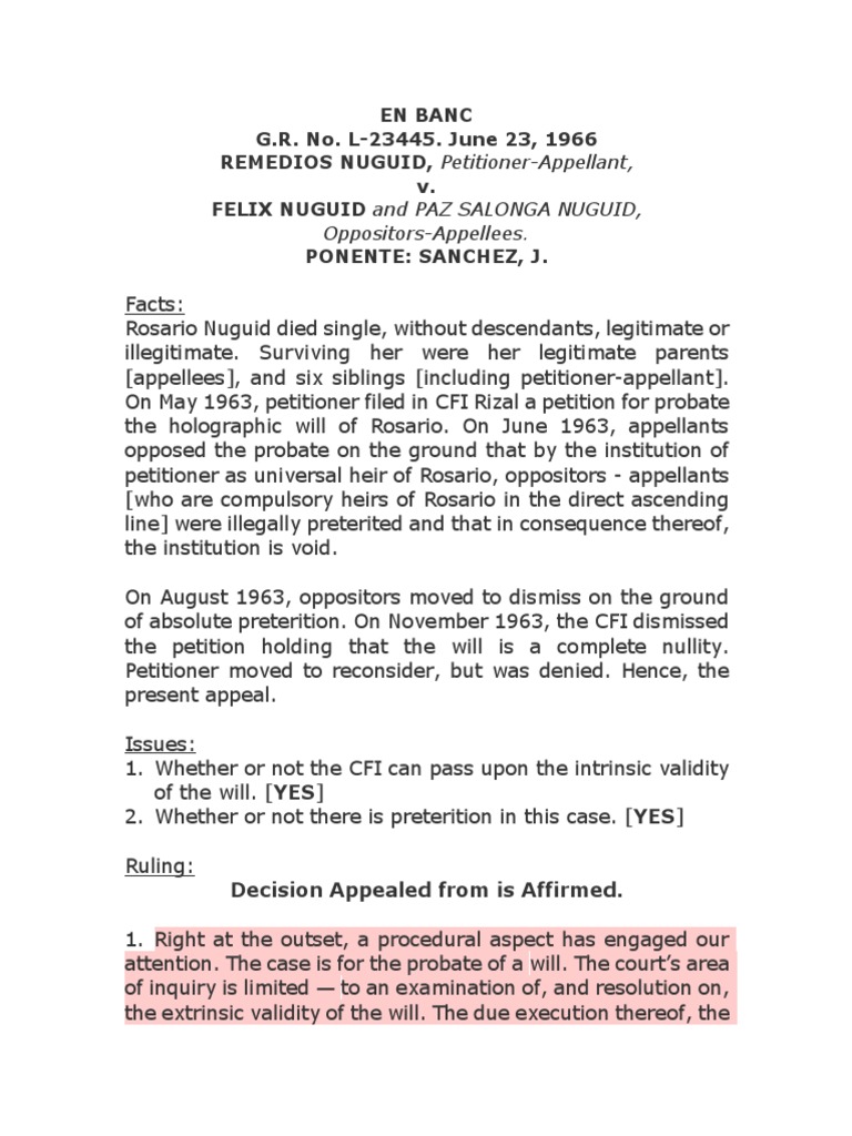 Nuguid Vs Nuguid | PDF | Will And Testament | Comparative Law
