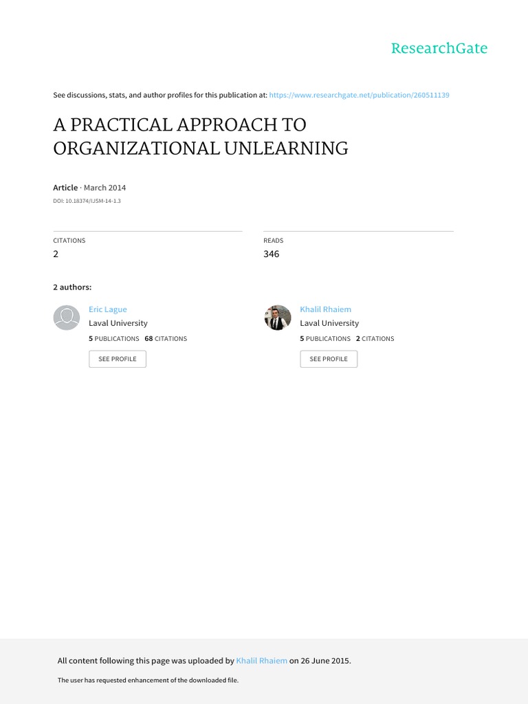 Lague & Rhaiem - Practical Organizational Unlearning | PDF | Memory | Learning