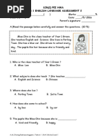 Year 2 English Monthly Test Paper | PDF | Teaching Methods & Materials