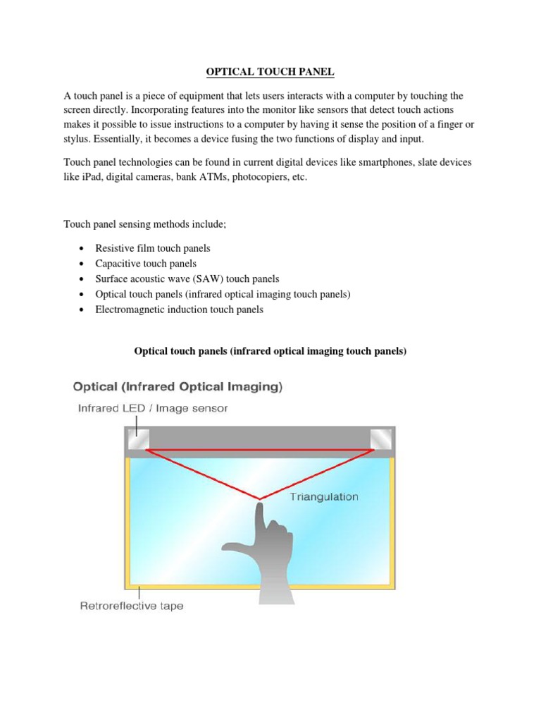 Optical Touch Panel | PDF | Touchscreen | Optics