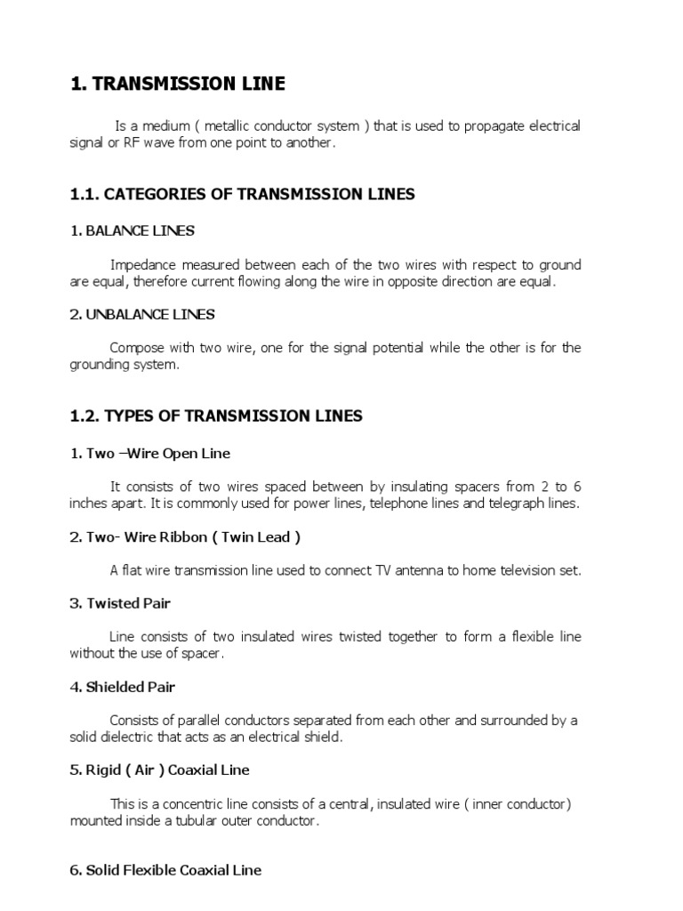 Types and Losses in Transmission Lines | PDF | Transmission Line ...