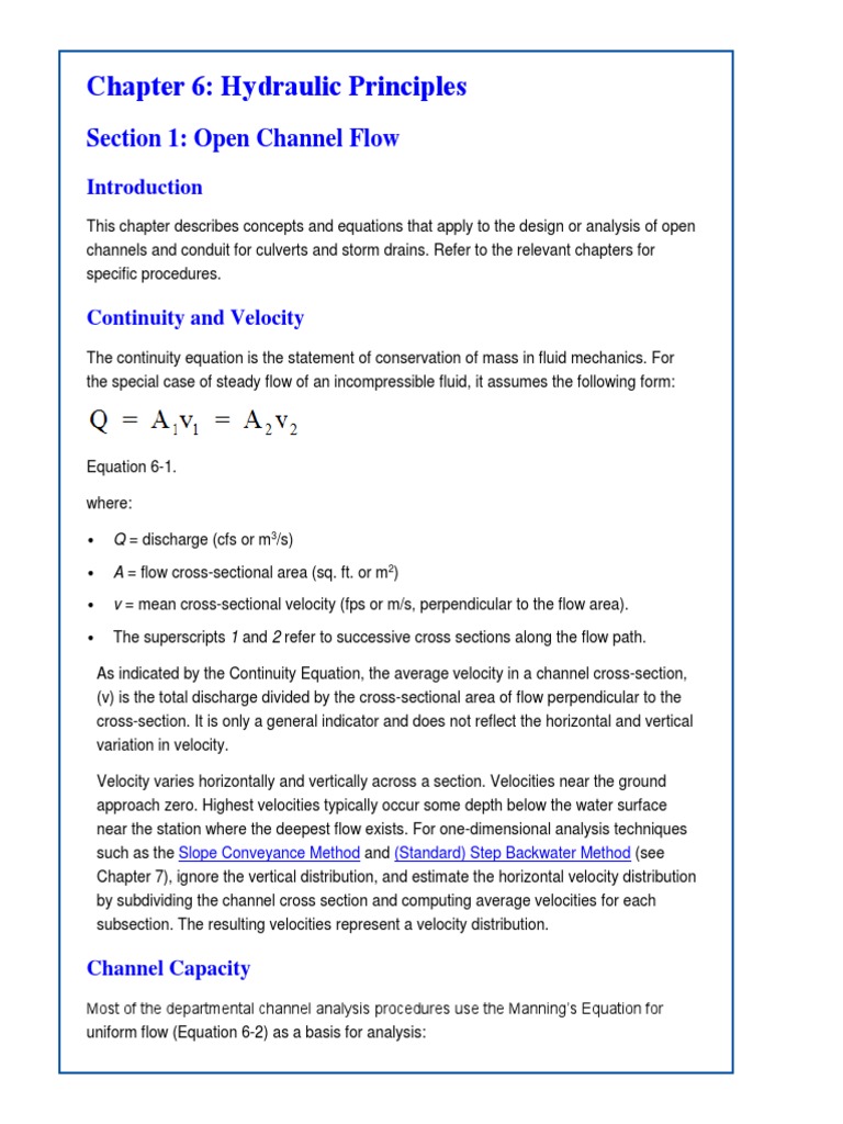 Chapter 6: Hydraulic Principles: Section 1: Open Channel Flow ...