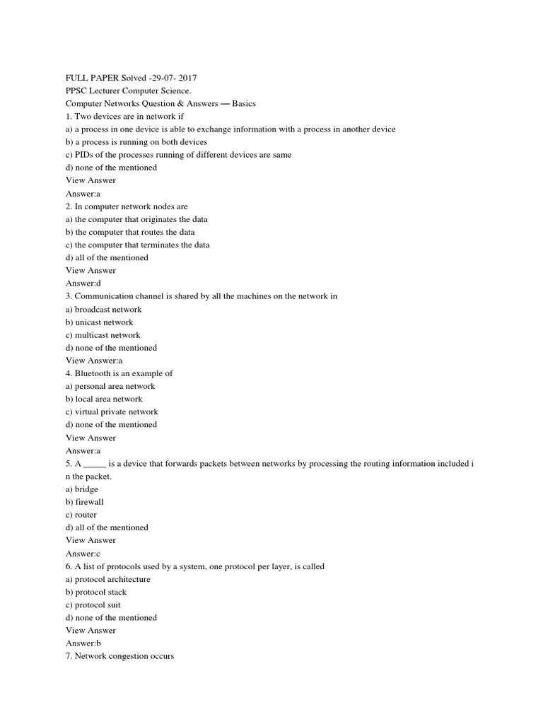 Computer Science Mcqs Pdf Scheduling Computing Parsing