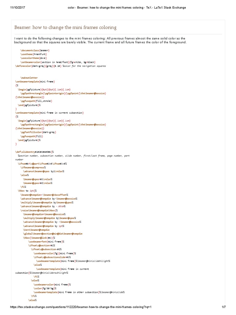 Color - Beamer - How To Change The Mini Frames Coloring - TeX - LaTeX Stack Exchange2 | Download ...