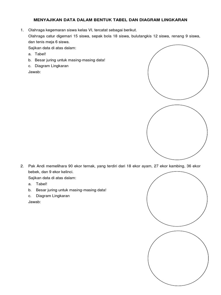 Menyajikan Data Dalam Bentuk Tabel Dan Diagram Lingkaran Kelas 6 | PDF ...