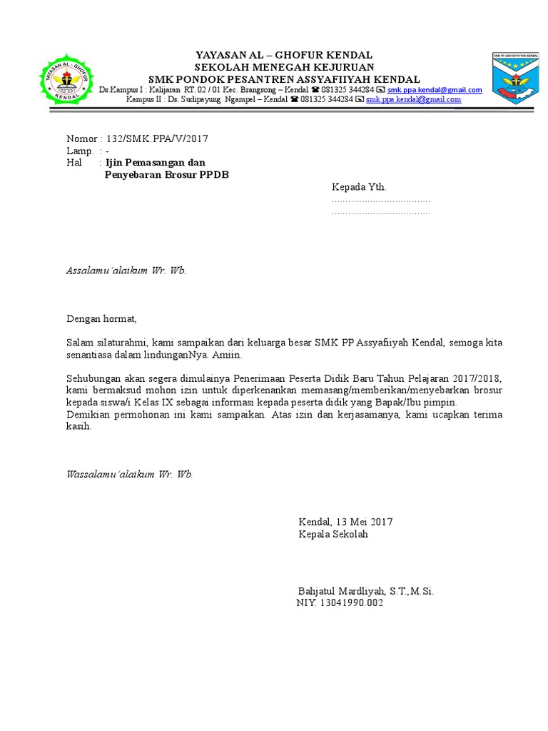 SURAT Permohonan Penempelan Brosur | PDF