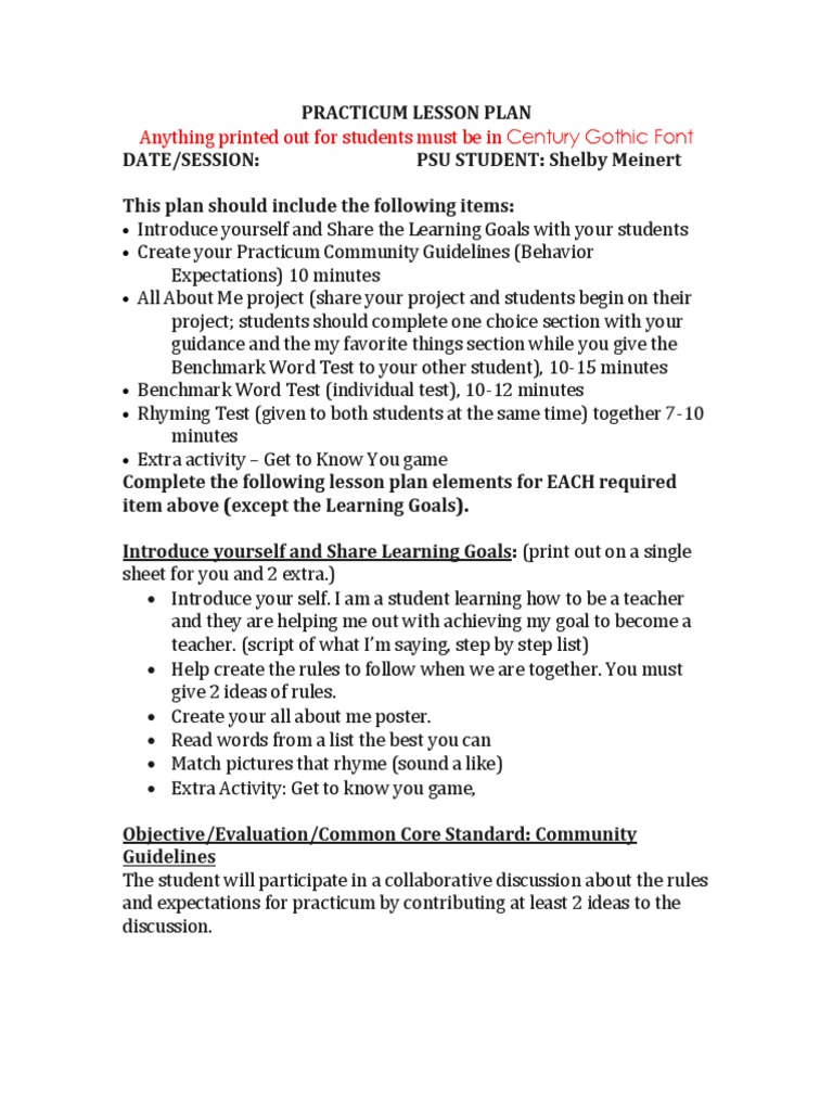 Practicum Lesson Plan 1-1 | PDF | Educational Assessment | Teaching