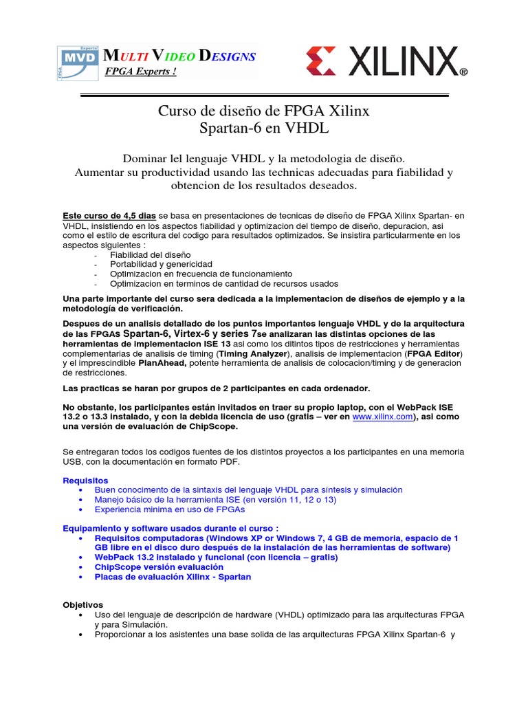 Curso VHDL FPGA Xilinx FUMEC Queretaro | PDF | Vhdl | Arreglos de ...