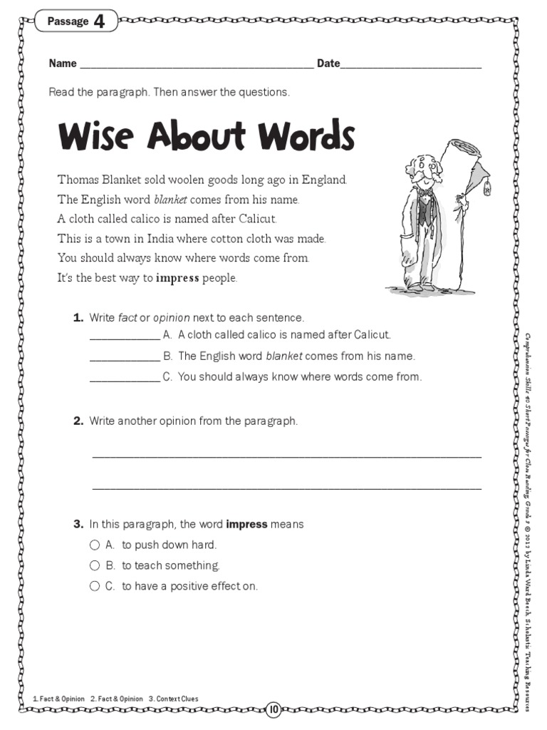 Closed Reading 04 - Wise About Words | PDF | Reading Comprehension ...