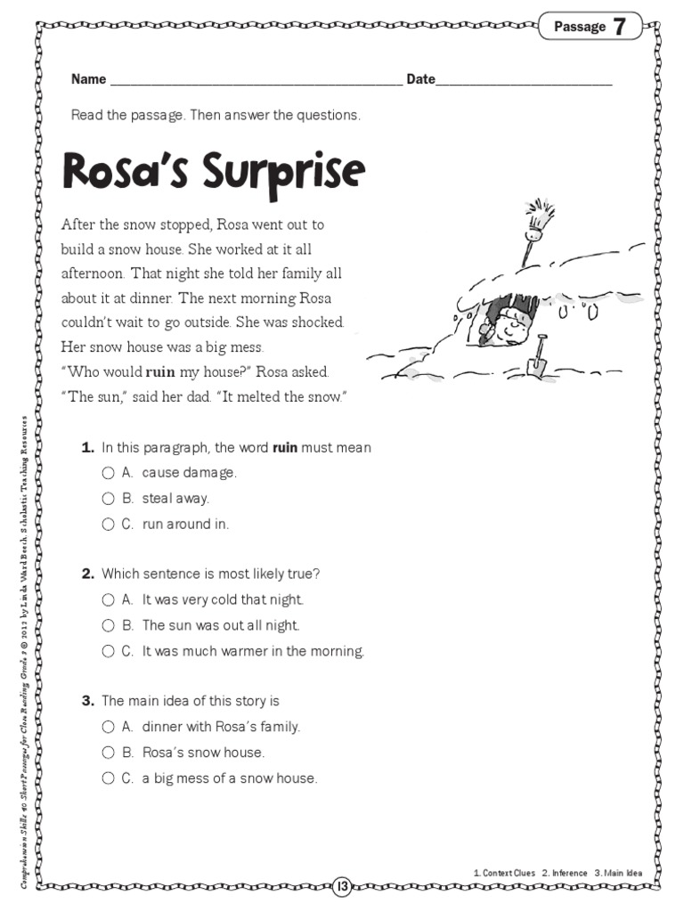 Closed Reading 07 - Rosa's Surprise | PDF | Reading Comprehension ...