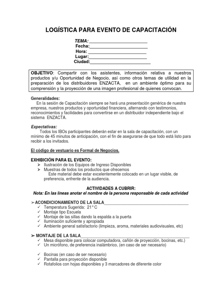 Ejemplo Logistica Capacitacion | Tecnología (general) | Ciencia