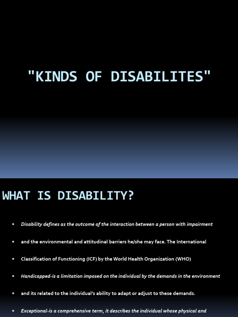 Types and Classifications of Disabilities | PDF | Pervasive ...