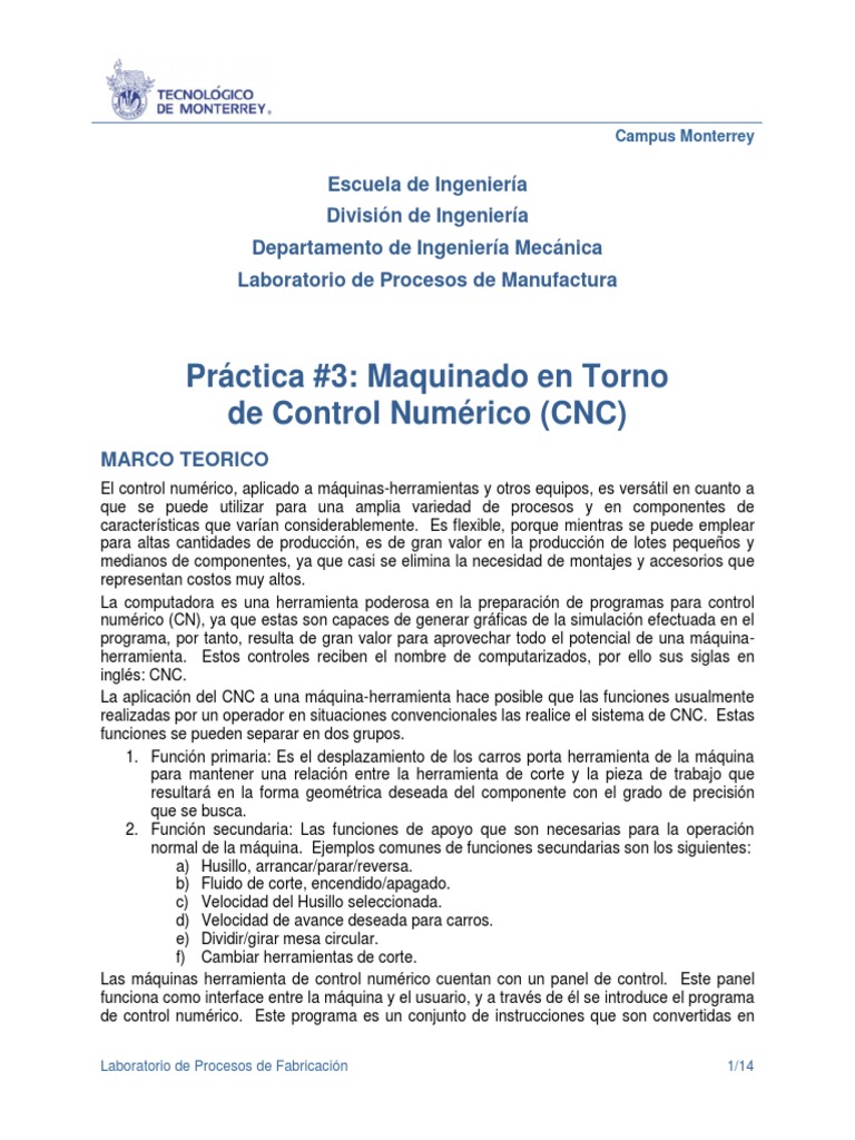 P3 Maquinado CNC | Descargar gratis PDF | Control numerico | Herramienta de máquina