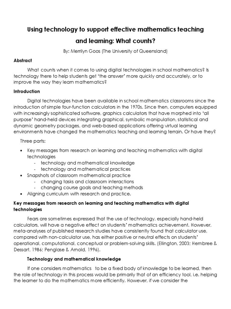 Technology in Effective Math Teaching | PDF | Curriculum | Teaching Method