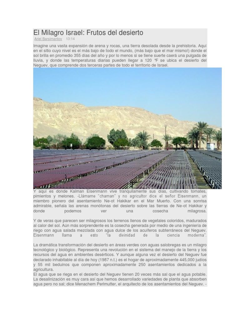 El Milagro Israel - Frutos Del Desierto | PDF | Desierto | Agricultura