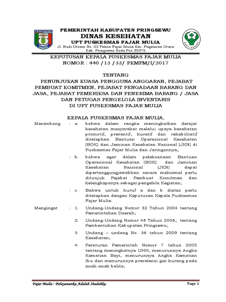 SK PPK Dan Pejabat Pengadaan | PDF