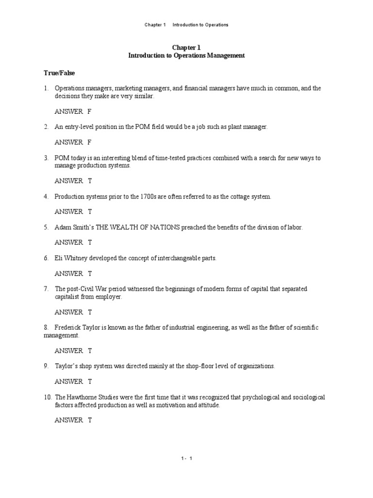 CH 01 | PDF | Operations Management | Operations Research