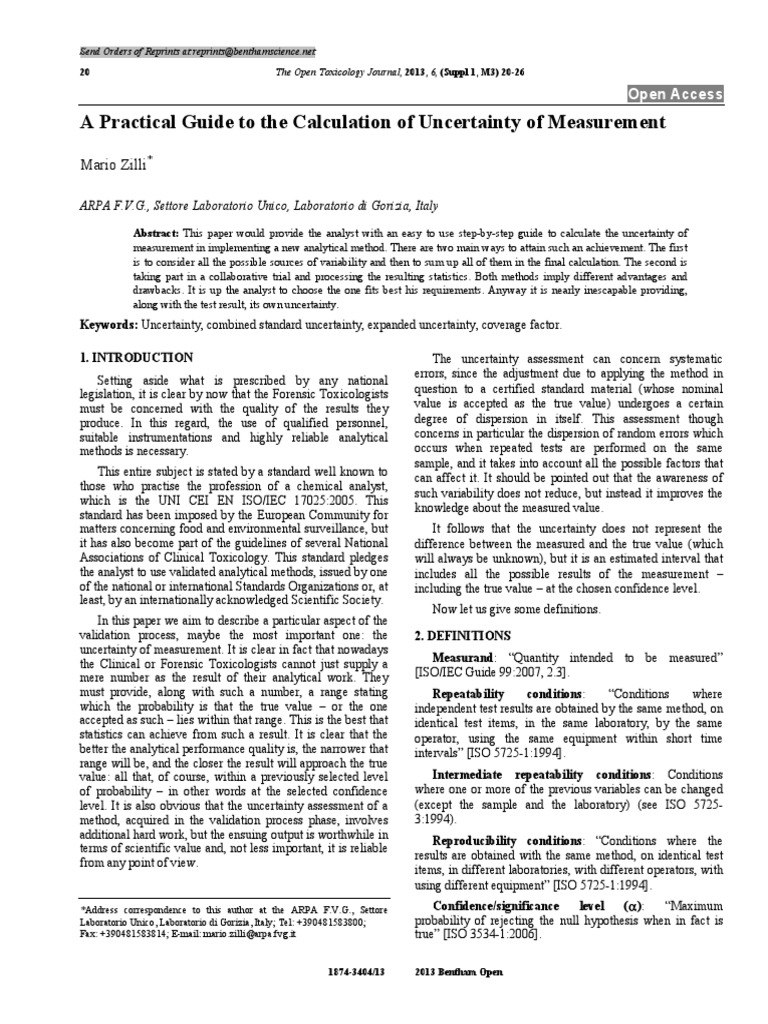 A Practical Guide To The Calculation of Uncertainty of Measurement | PDF | Confidence Interval ...