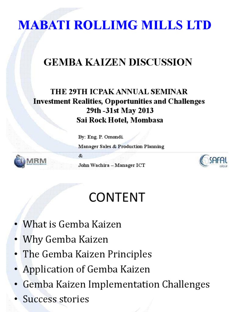 Gemba Kaizen Presentation To Icpak | PDF | Production And Manufacturing ...