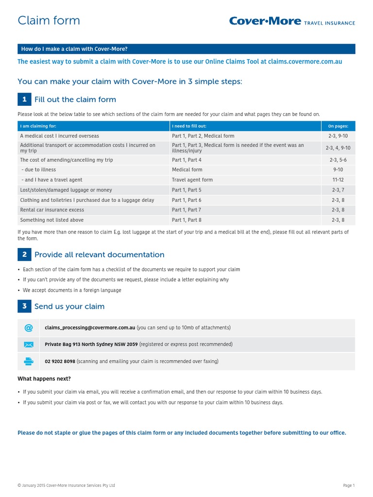 Claim Form: You Can Make Your Claim With Cover-More in 3 Simple Steps ...