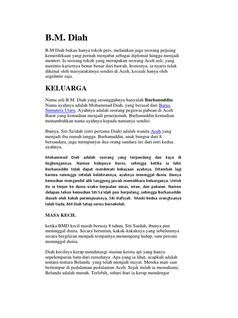 Biografi B.M Diah | PDF