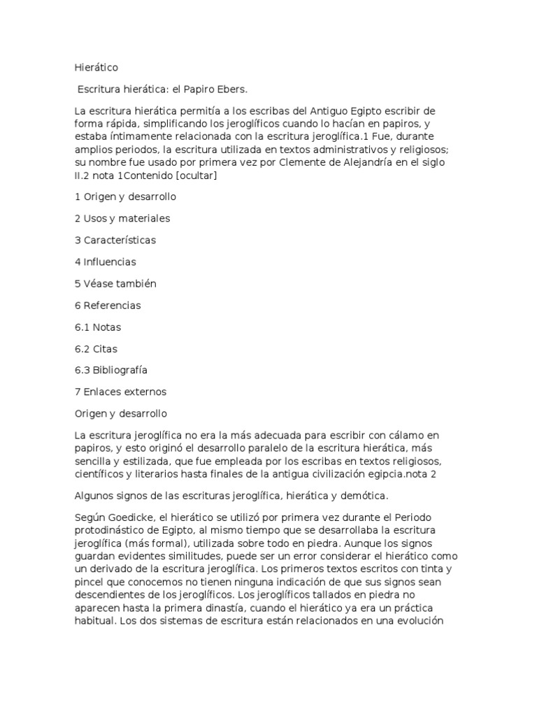 Hierático | PDF | Antiguo Egipto | Escritura