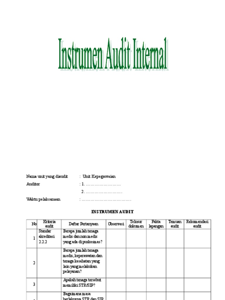 Instrument Audit | PDF