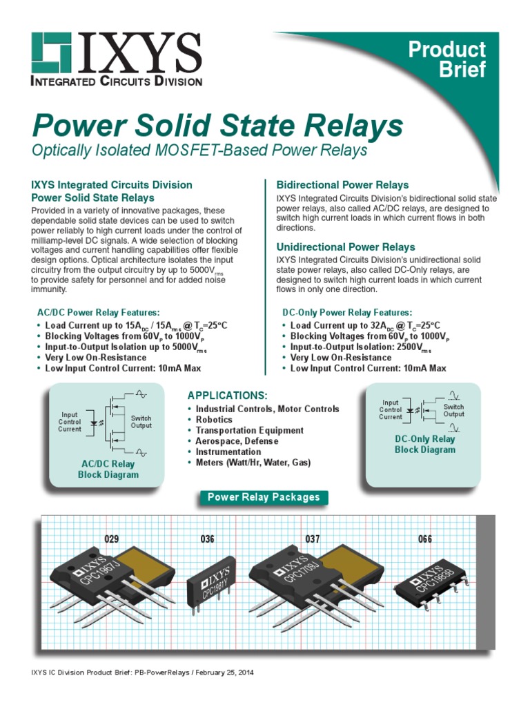 Power Solid State Relays: Product Brief | PDF | Relay | Switch