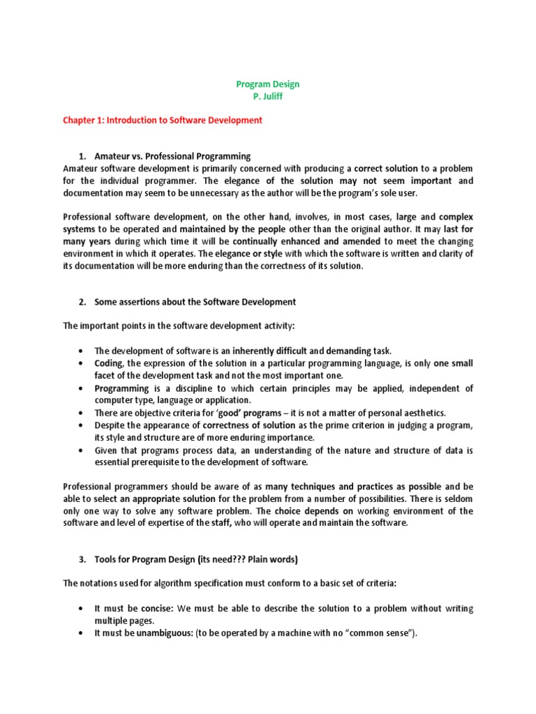 Chapter 1: Introduction To Software Development: Program Design P. Juliff | PDF | Subroutine ...