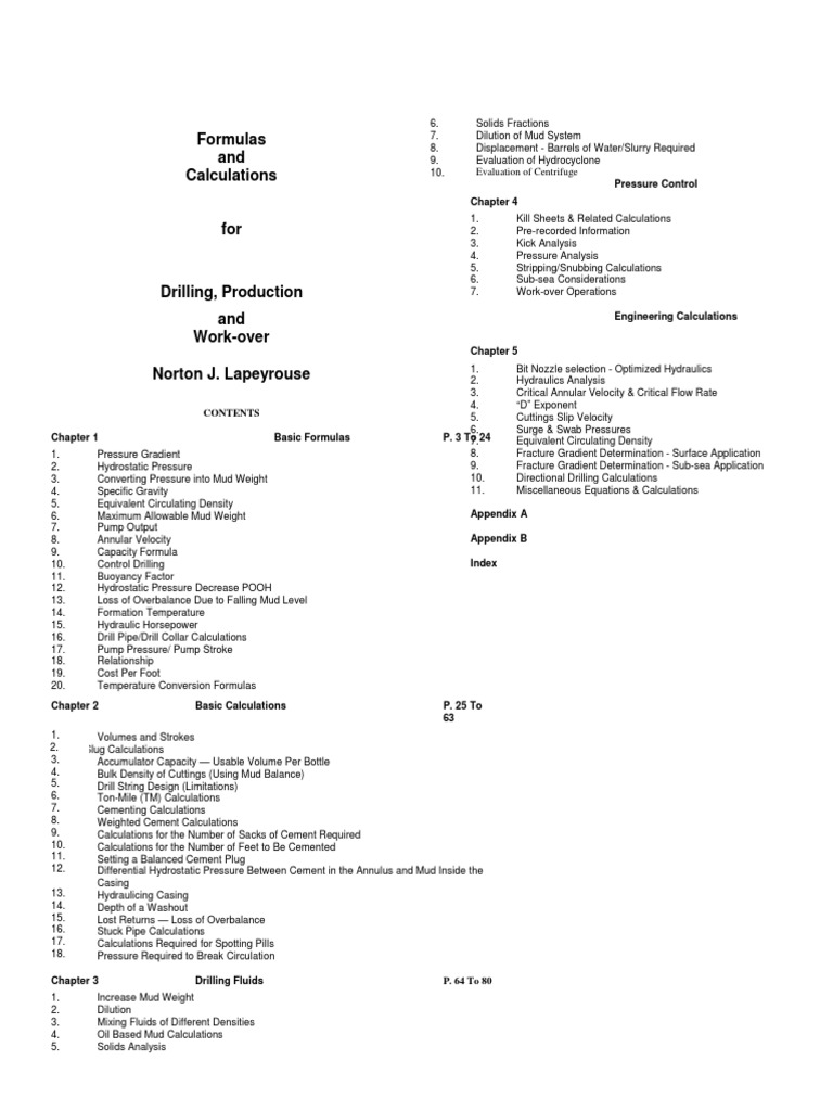 Drilling Formulas and Calculations Guide | PDF | Casing (Borehole ...