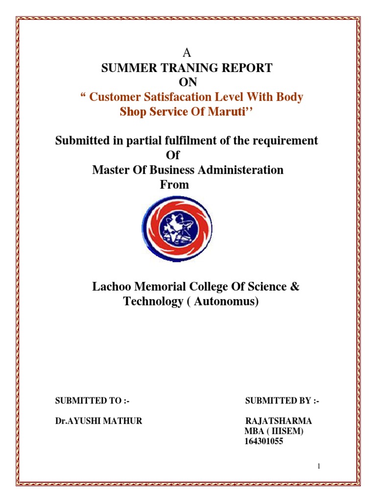 Summer Training Report | PDF | Data | Questionnaire