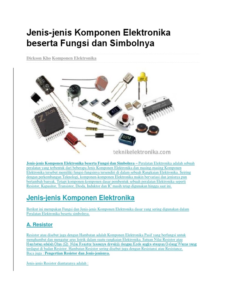 Jenis dan Fungsi Komponen Elektronika | PDF