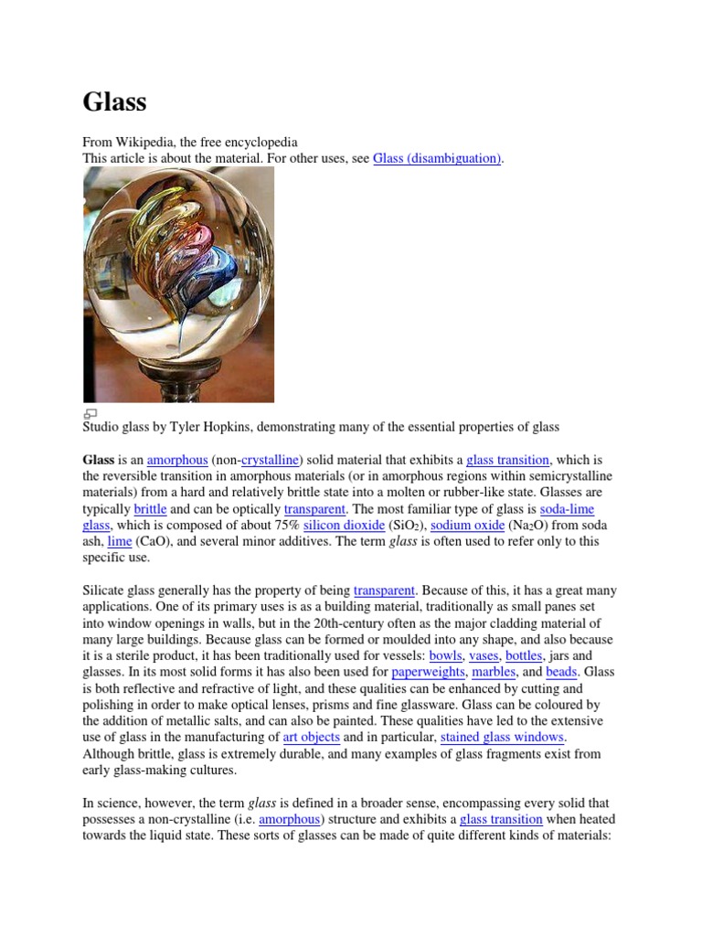 Glass Is An | PDF | Glasses | Phase Transition