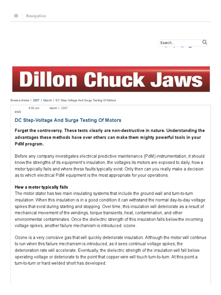 DC Step-Voltage and Surge Testing of Motors - Maintenance Technology ...