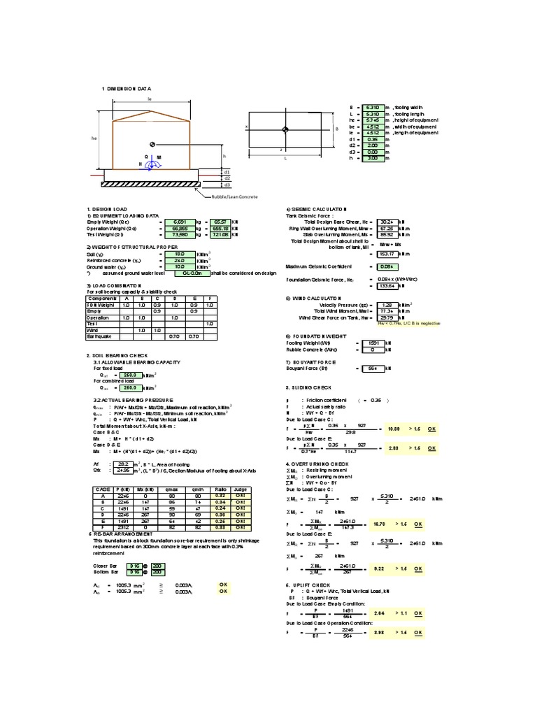 Tank Foundation Design and Stability Analysis | PDF | Foundation ...