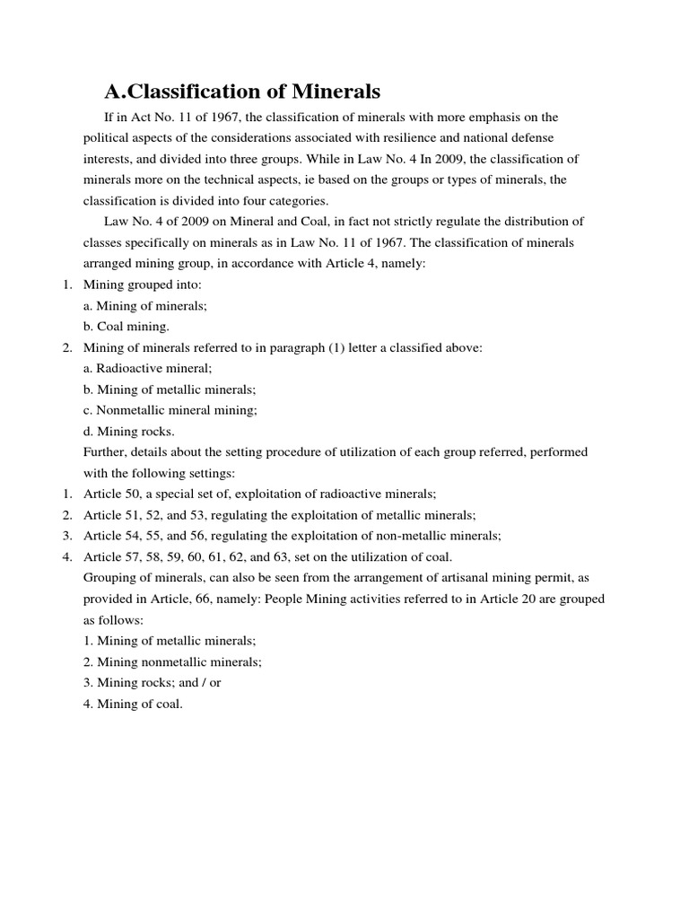 Mineral Classification and Processing Guide | PDF | Technology ...
