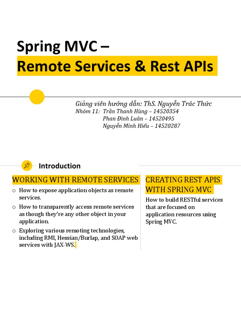 Spring Mvc - Remote Services & Rest Apis: Giảng Viên Hướng Dẫn: Ths. Nguyễn Trác Thức | PDF ...