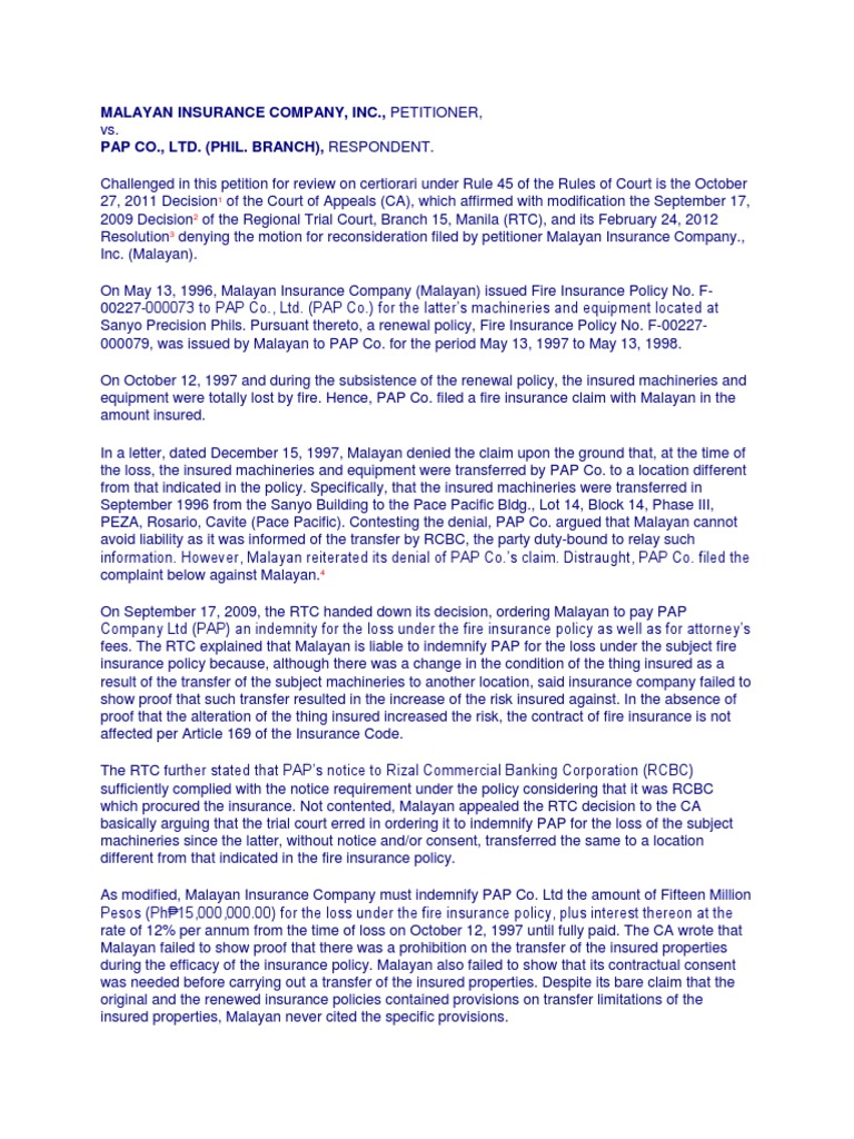 Malayan Insurance Company | PDF | Insurance | Insurance Policy