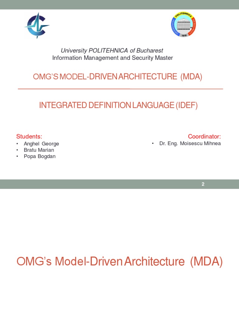 Omg'S Model-Driven Architecture (Mda) : University POLITEHNICA of Bucharest | PDF | Object ...