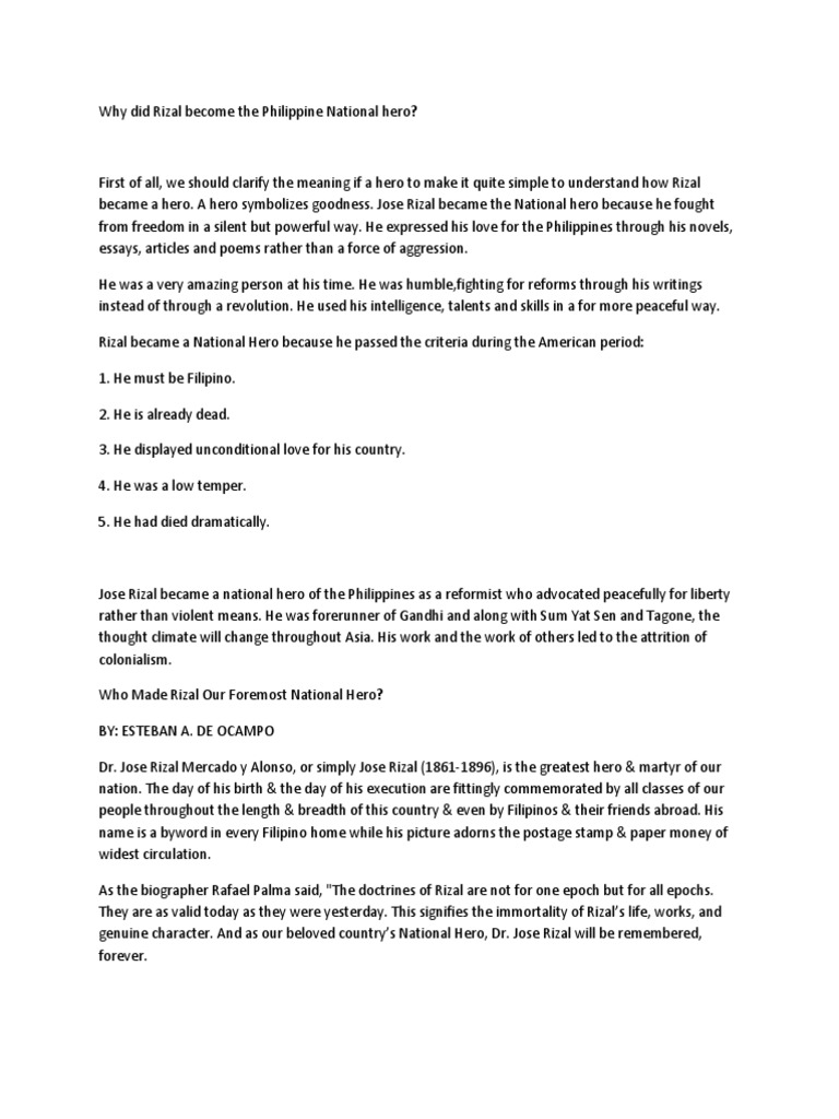 Why Jose Rizal Became a National Hero | PDF | Social Science | Foreign ...