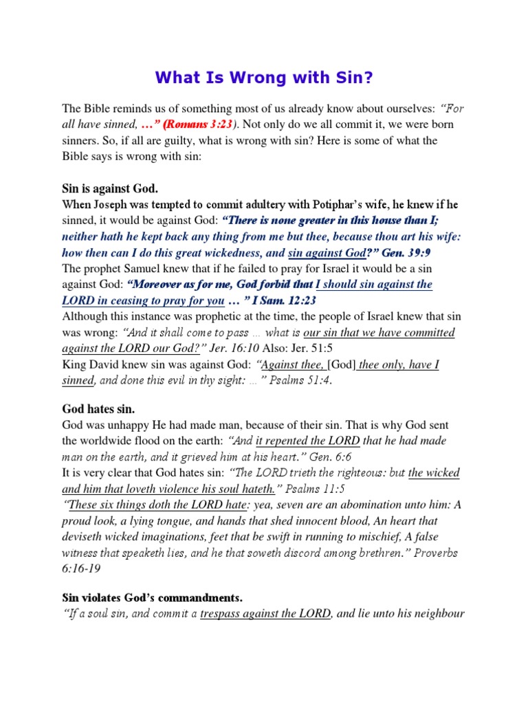 Why Sin Should Be Avoided: A Biblical Examination of the Damaging ...