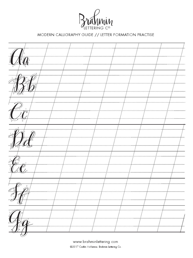 Modern Calligraphy Guide // Letter Formation Practise C: Lettering | PDF