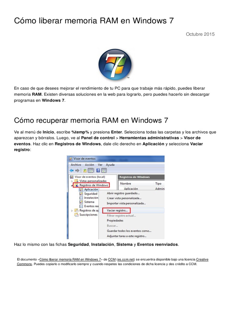 Como Liberar Memoria Ram en Windows 7 PDF | PDF