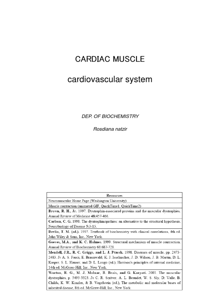 Cardiac Muscle Cardiovascular System: Dep. of Biochemistry Rosdiana ...