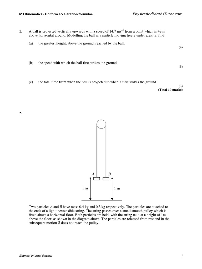M1 Kinematics - Uniform Acceleration Formulae | PDF | Acceleration | Speed