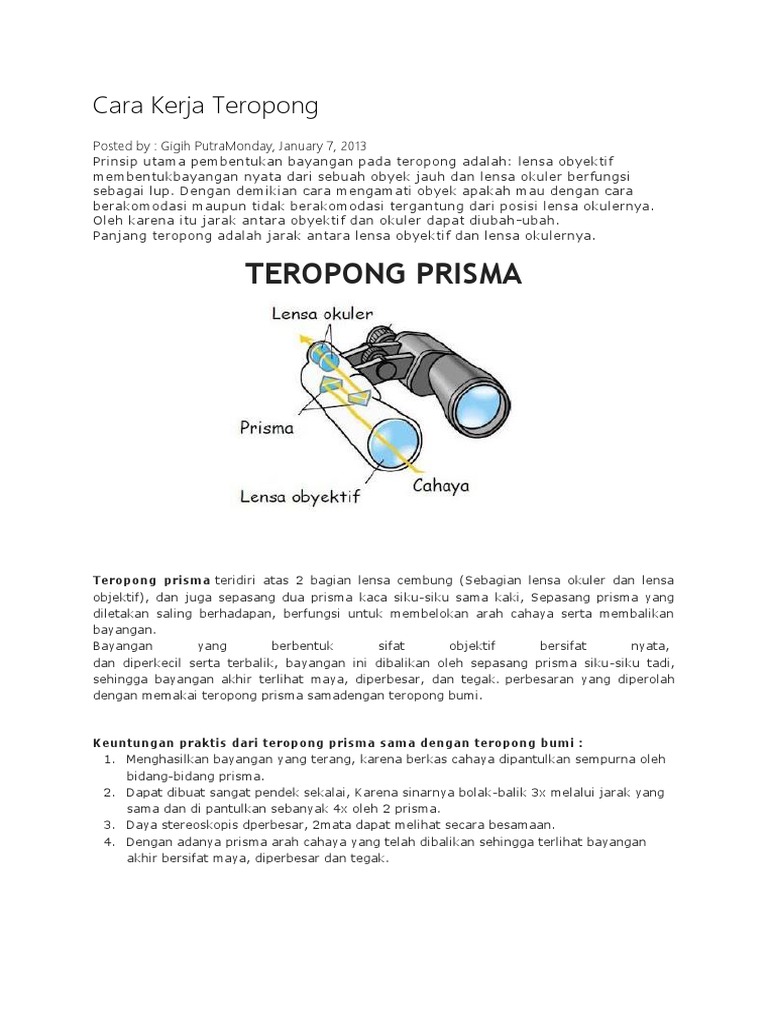 Cara Kerja Teropong | PDF