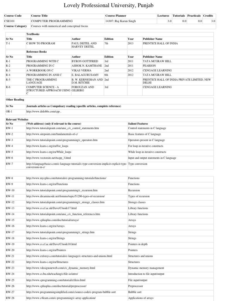 Instruction Plan | PDF | Control Flow | C (Programming Language)
