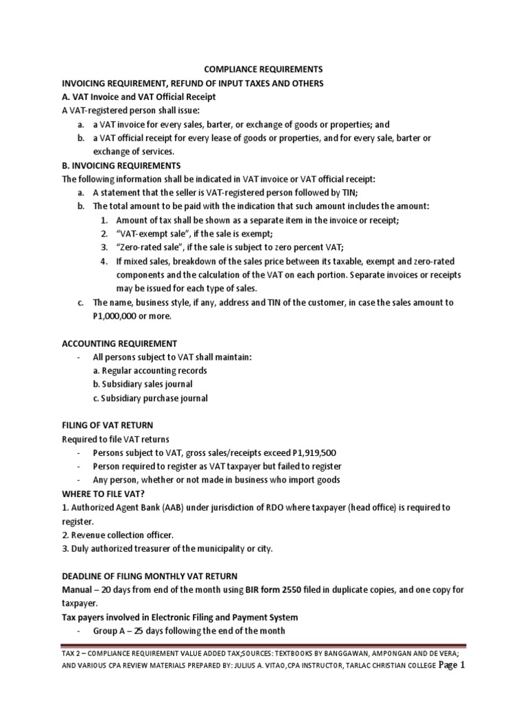 VAT Compliance and Invoicing Requirements | PDF | Value Added Tax | Receipt