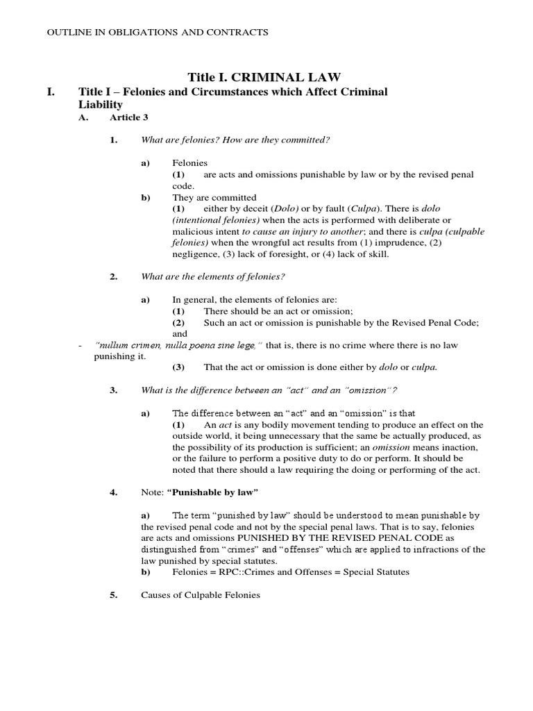 Criminal Law Notes | PDF | Crime & Violence | Crime Thriller