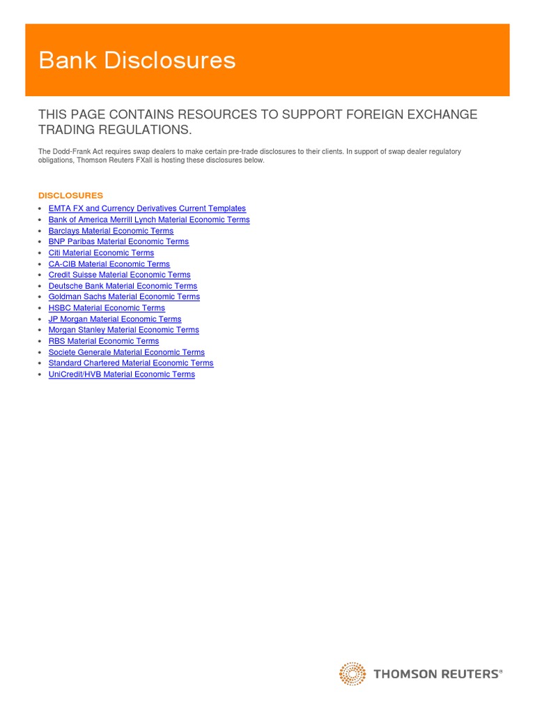 SEF Bank Disclosures | PDF